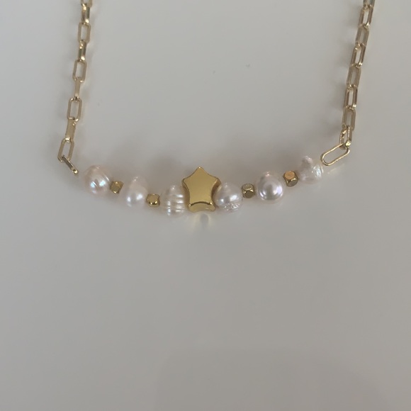 Hand Made | Jewelry | Gold Pearl Star Chain Necklace | Poshmark